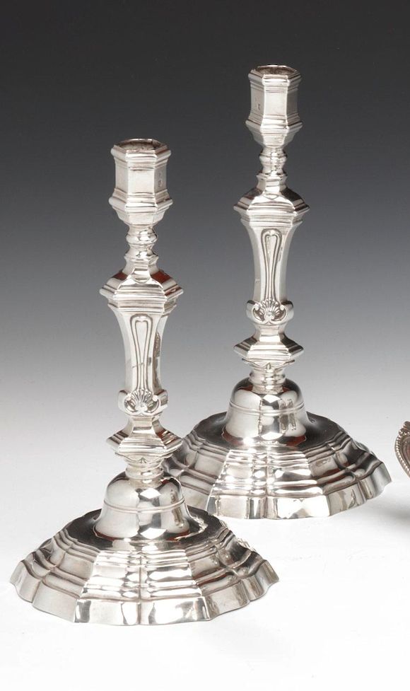 Bonhams : A pair of 18th century French provincial silver candlesticks ...