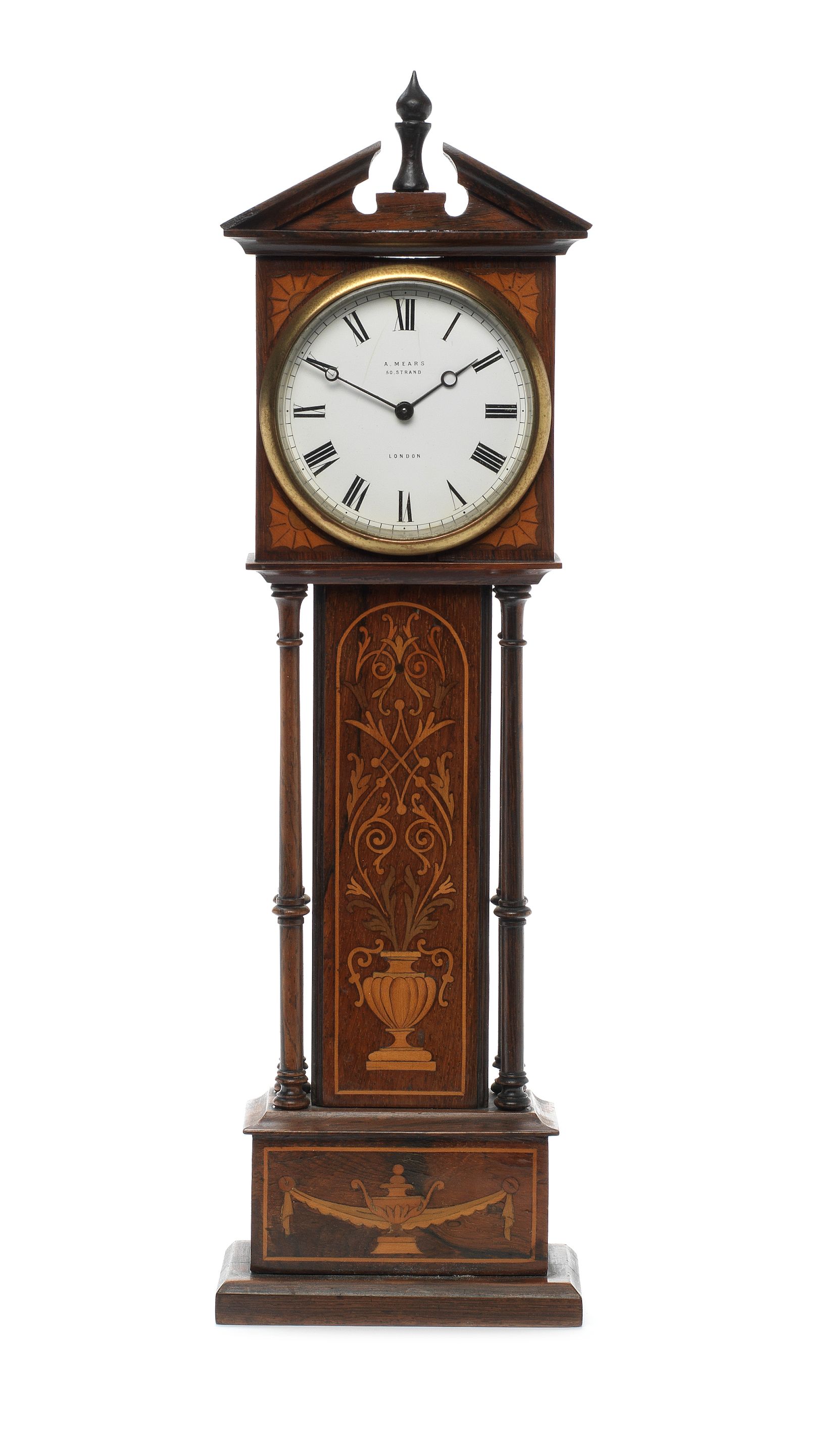 Bonhams : A late 19th century rosewood and marquetry miniature longcase ...