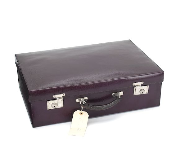 Bonhams : ASPREY: 20th century fitted purple leather 22inch suitcase ...