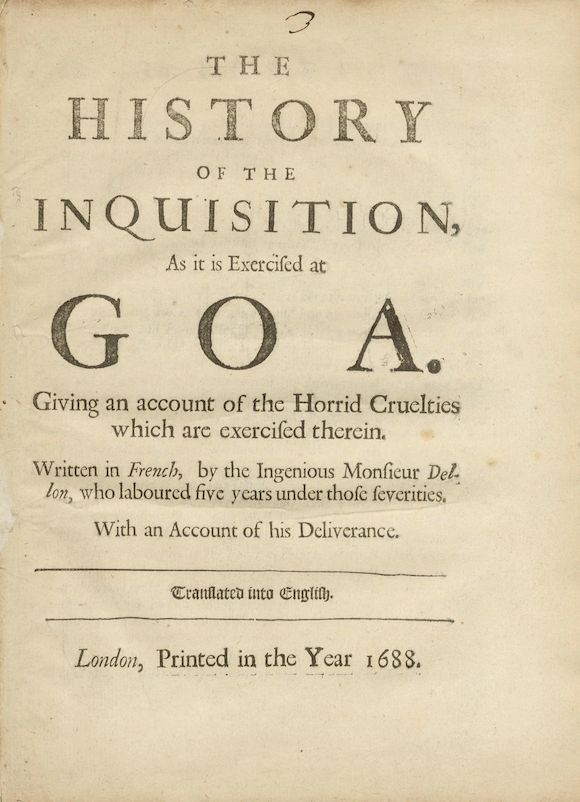 Bonhams : DELLON (CHARLES) The History of the Inquisition, as it is ...