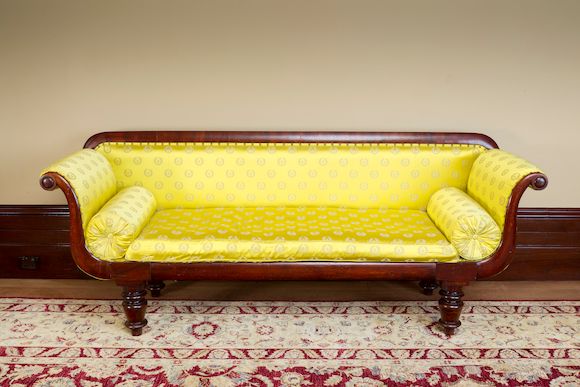 Bonhams : An Australian cedar and upholstered scroll ended sofa by ...