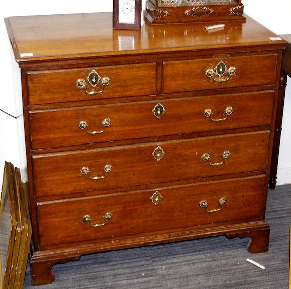 Bonhams : A George III oak chest,of two short and three long drawers ...