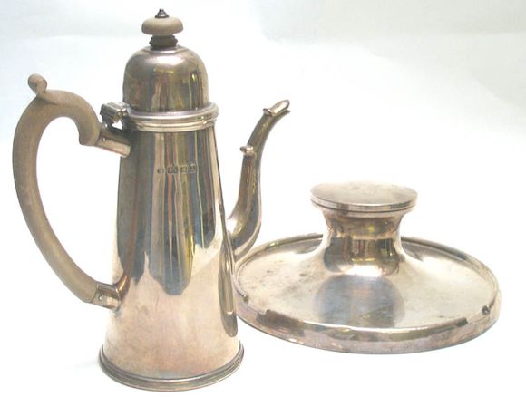 Bonhams : A silver coffee pot, by Charles Edwards, London 1936 and a ...