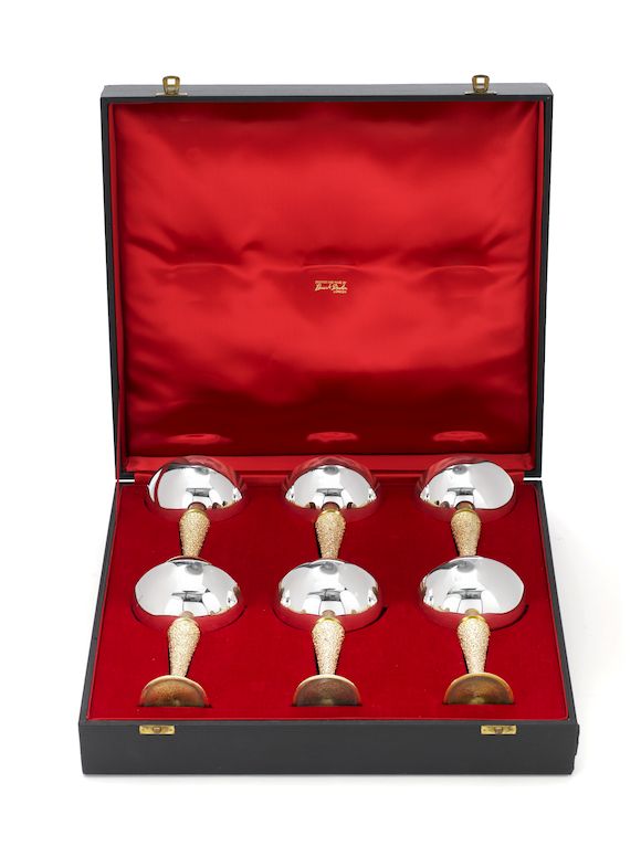 Bonhams : STUART DEVLIN: A cased set of six silver and silver-gilt ...