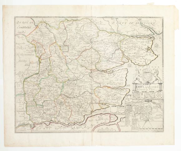 Bonhams : ESSEX SAXTON (CHRISTOPHER) and PHILIP LEA. A Map of Essex, 1730