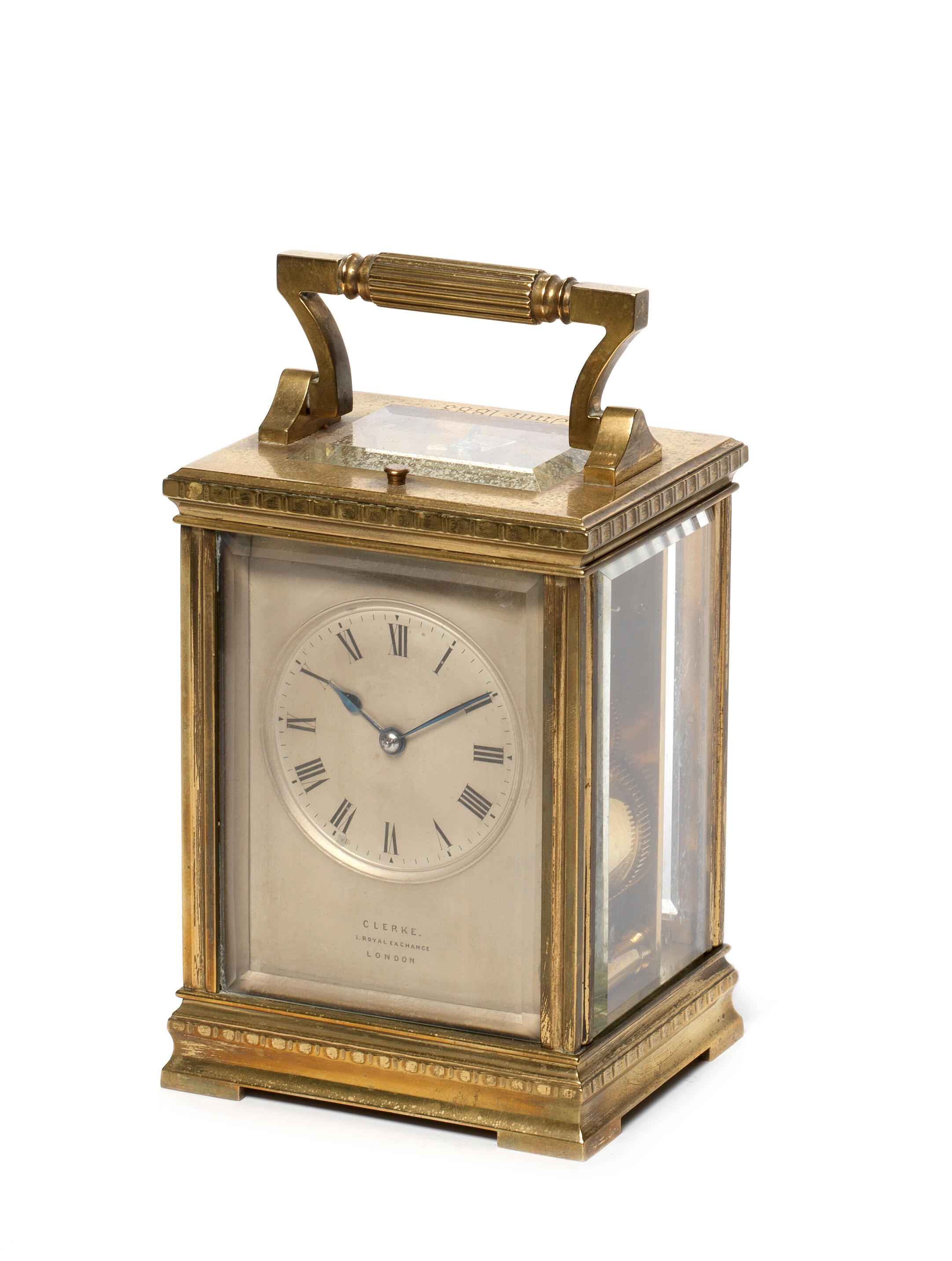 Bonhams : A late 19th century French gilt brass carriage clock with repeat G.L.C. for Clerke, 1 ...