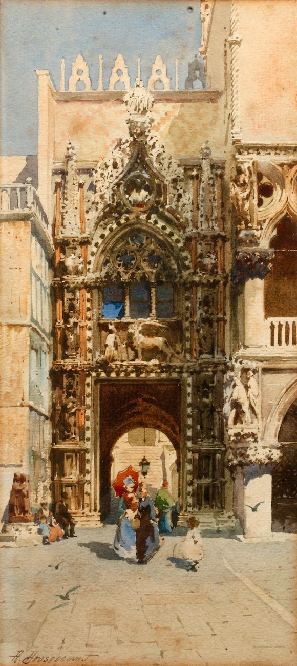 Bonhams : Alberto Prosdocimi (Italian, 1852-1925) Gondola Yard at San ...