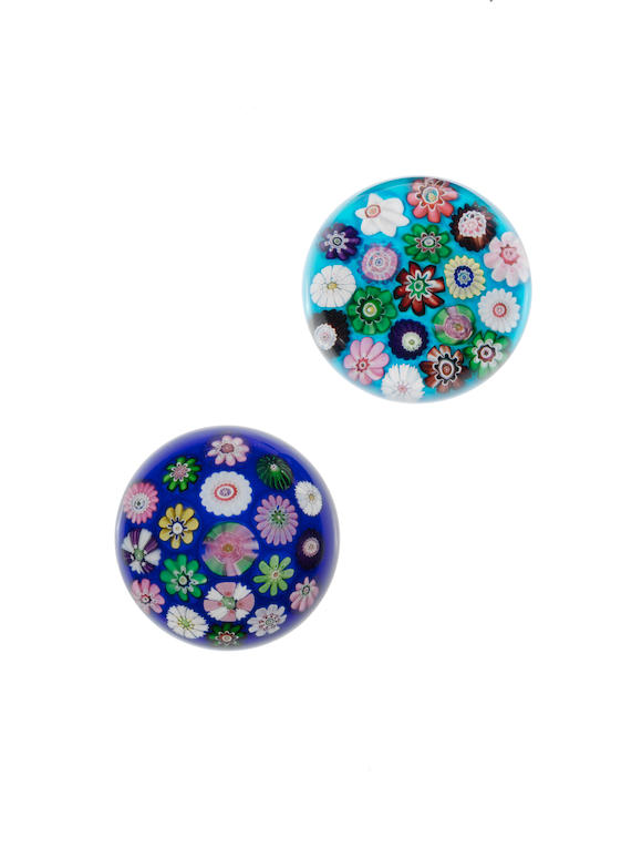 Bonhams A Clichy Spaced Millefiori Blue Ground Paperweight Circa 1850