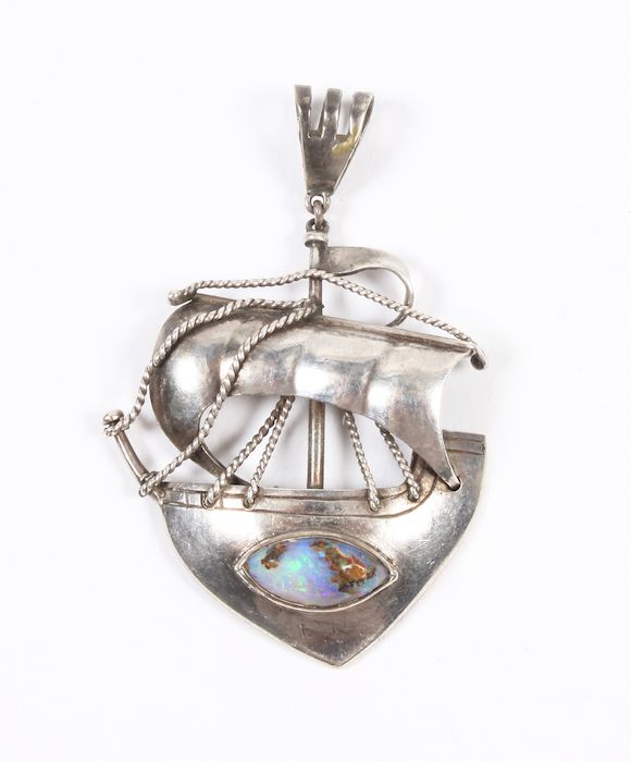 Bonhams : An Arts and Crafts opal pendant designed by Bernard Cuzner ...