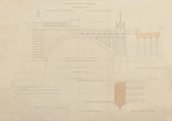 Bonhams : LONDON – WESTMINSTER BRIDGE. Two drawings from the offices of ...