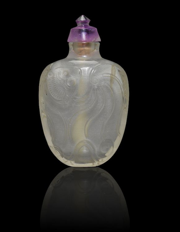 Bonhams : A rock-crystal 'bat' snuff bottle Mid Qing dynasty