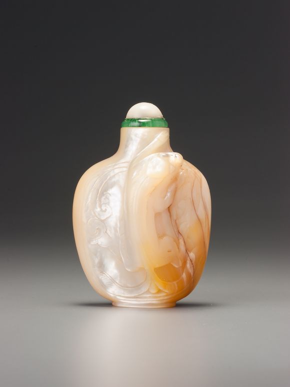 Bonhams : A mother of pearl 'mythical beast and bats' snuff bottle 1750 ...