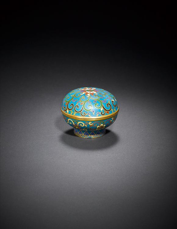 Bonhams : A cloisonné-enamelled and gilt-bronze 'lotus' box and cover ...