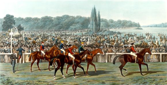 Bonhams : After Henri Delamarre Grand Prix de Paris 1884 aquatint 64 x ...