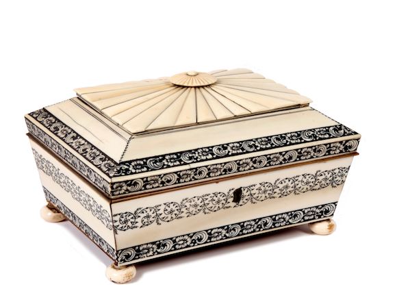 Bonhams : A late 19th Century Anglo-Indian ivory and penwork sewing box
