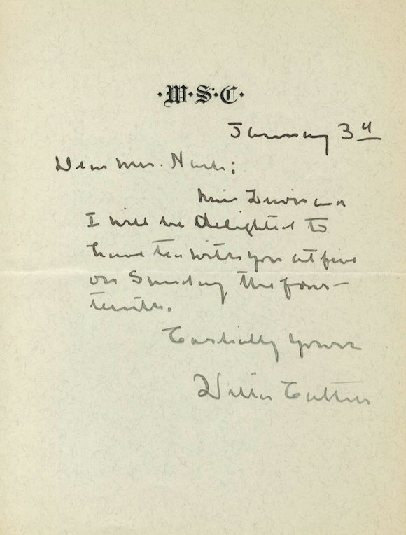Bonhams : CATHER (WILLA) Autograph letter signed, no year
