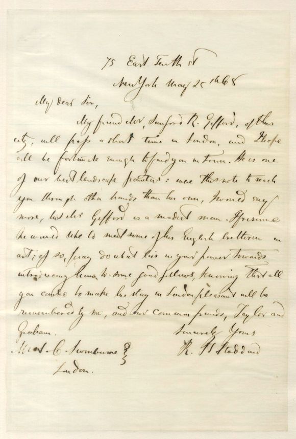 Bonhams : GIFFORD, THE HUDSON SCHOOL and SWINBURNE. Autograph letter ...