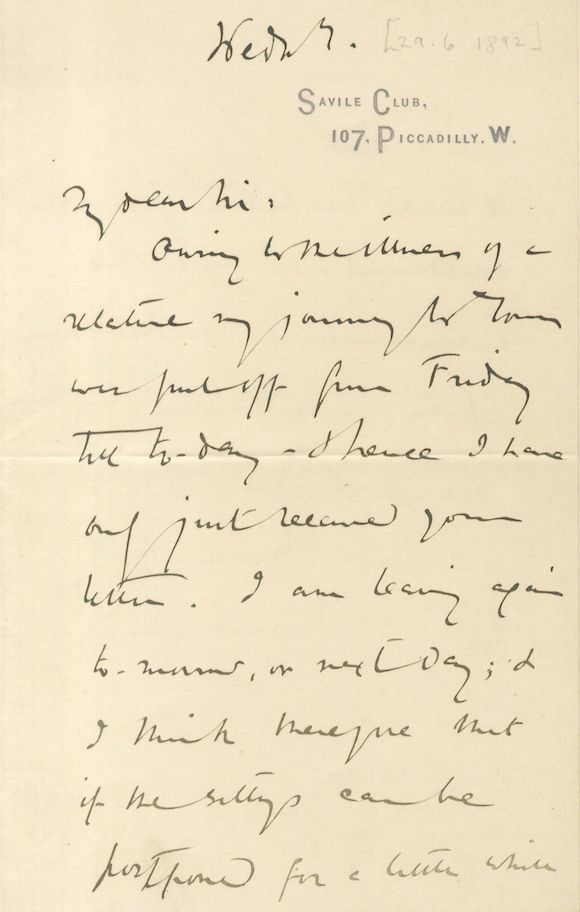 Bonhams : HARDY (THOMAS) Autograph letter signed, to the publisher John ...