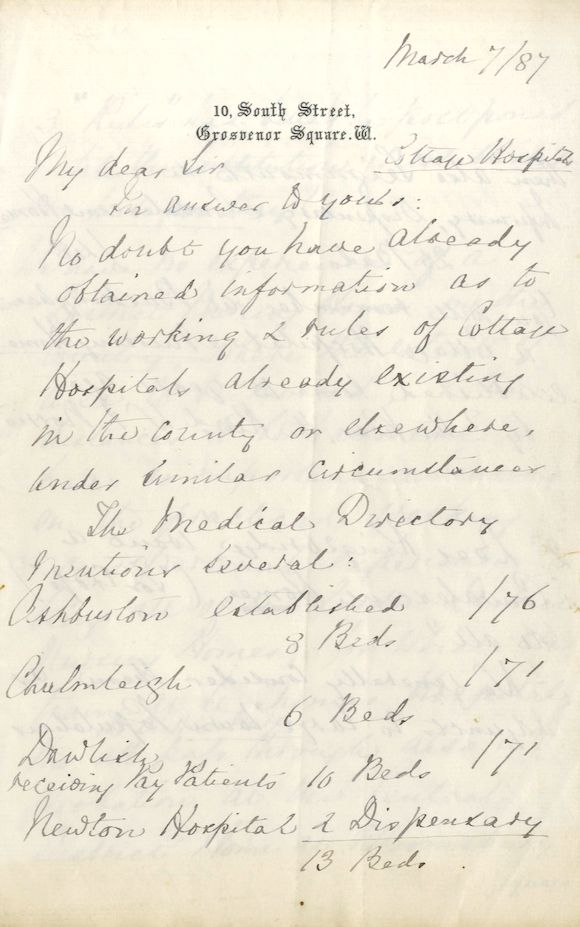 Bonhams : NIGHTINGALE (FLORENCE) Autograph letter signed, 1887; with a ...