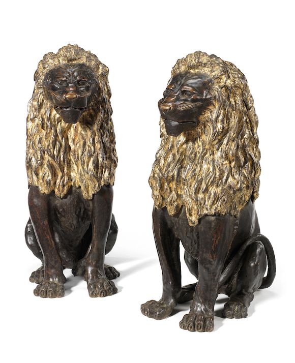 Bonhams : A pair of Venetian 19th century gilt and patinated bronze ...