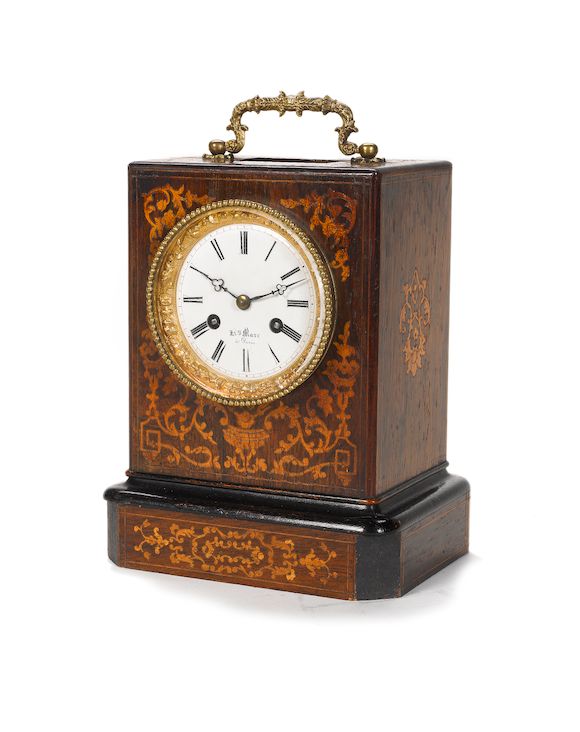 Bonhams : A 19th century French inlaid rosewood mantel clock Henry Marc ...