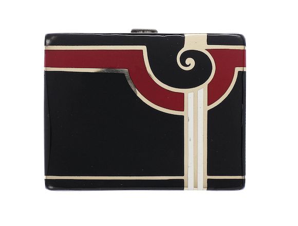 Bonhams : TIFFANY: A metalware and enamel cigarette box, interior rim ...