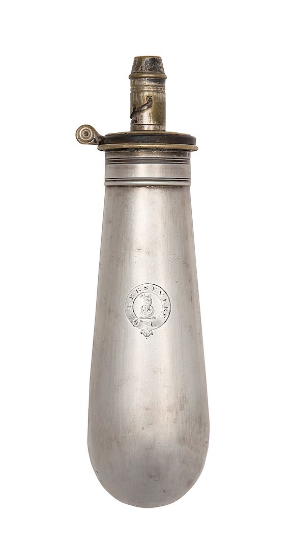Bonhams : A Rare Silver Powder-Flask For A Percussion Rifle