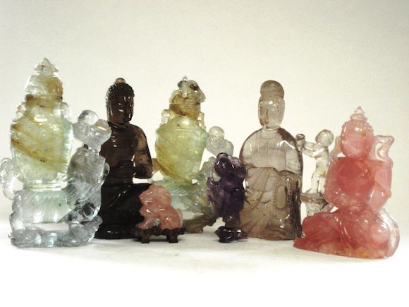 Bonhams : A pair of quartz vases with covers, and five rock crystal and ...