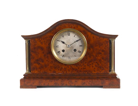 Bonhams : An early 20th century French amboyna mantel clock Vincenti et Cie