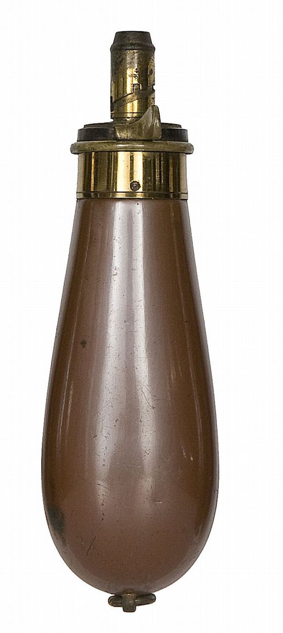 Bonhams : A Brass-Mounted Powder-Flask For Percussion Revolvers