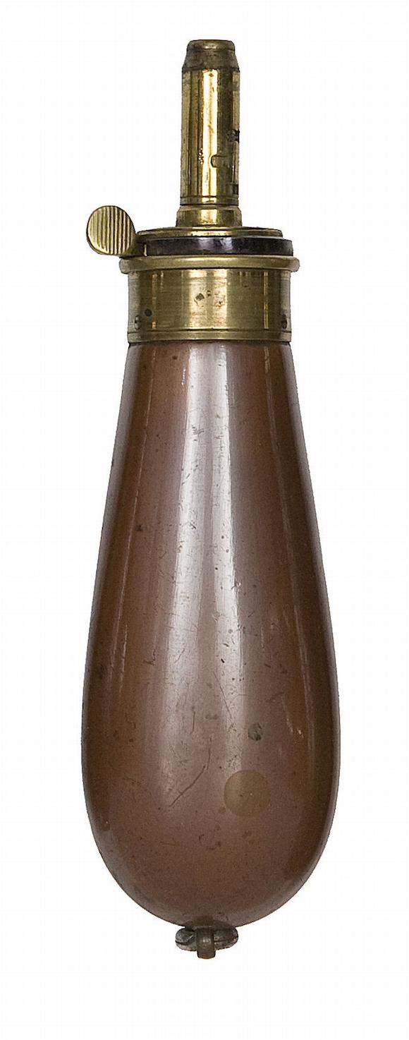 Bonhams : A Brass-Mounted Powder-Flask For Percussion Revolvers