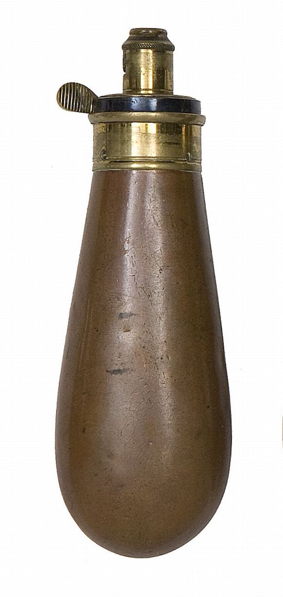 Bonhams : A Brass-Mounted Powder-Flask For Percussion Revolvers