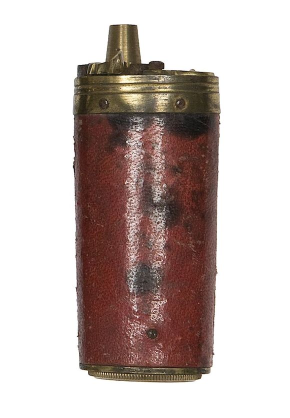 Bonhams : A Red Leather-Covered Three-Way Powder-Flask For Percussion ...
