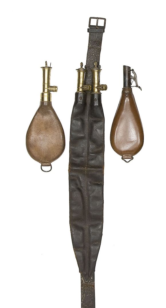 Bonhams : Five Various Shot-Flasks, And A Double Shot-Belt