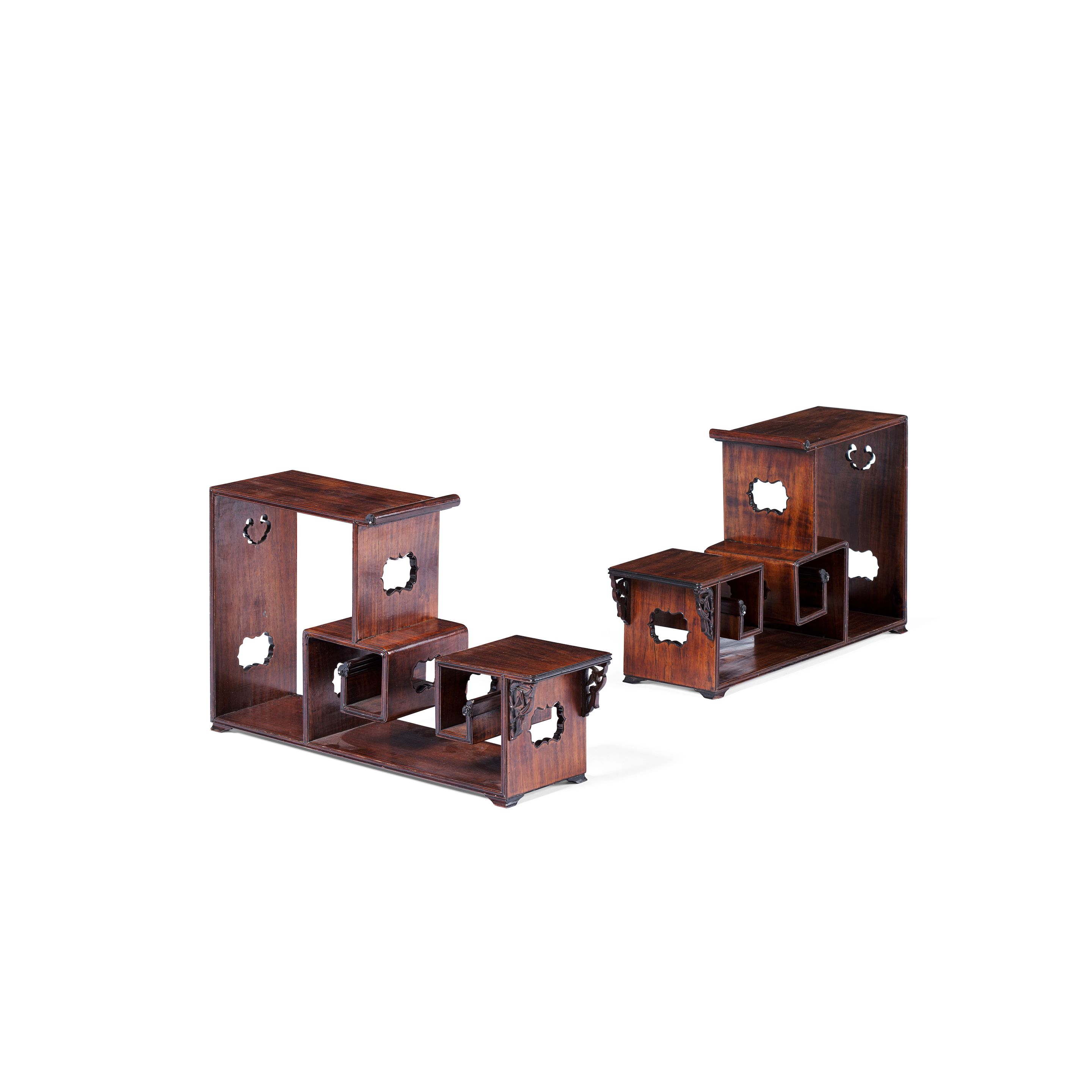 Bonhams : A pair of wooden table top display stands