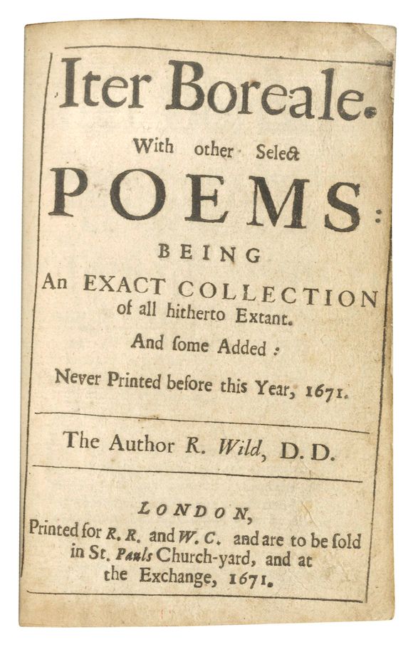 Bonhams : WILD (ROBERT) Iter Boreale. With Other Select Poems... And ...