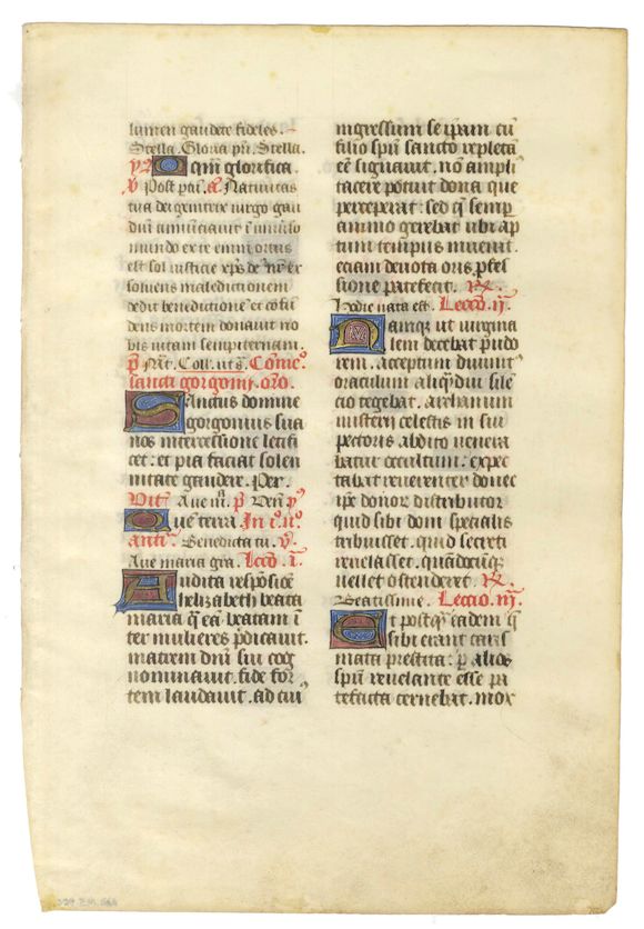 Bonhams : ILLUMINATED MANUSCRIPT LEAF Leaf from a Book of Hours, [c.1480]