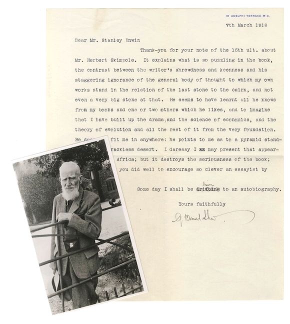 Bonhams : SHAW (GEORGE BERNARD) Correspondence with the publisher ...