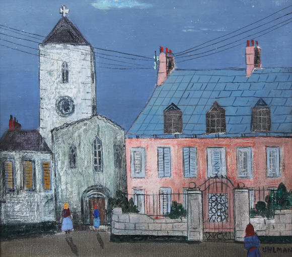 Bonhams Fred Uhlman British 1901 1985 View Of A Church 31 X 36cm