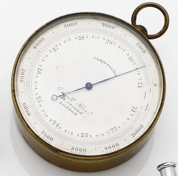 Bonhams : A lot of a portable barometer, an 18ct gold fob watch and an ...