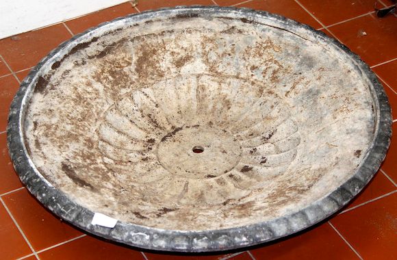 Bonhams : A circular lead garden planter,with shallow lobed bowl with ...