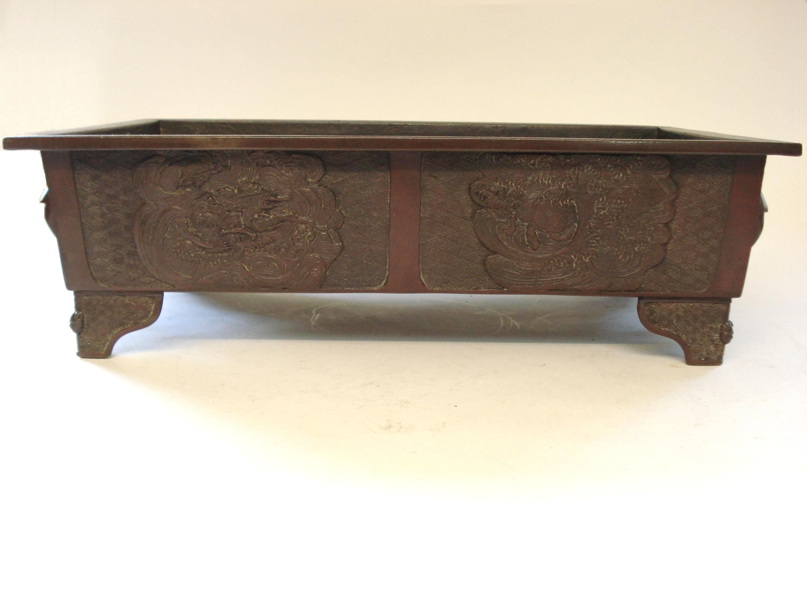 Bonhams : A large rectangular bronze censer Bearing Xuande six ...