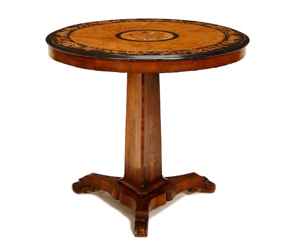 Bonhams : A fine early Victorian ebony, burr yew, mother of pearl and ...