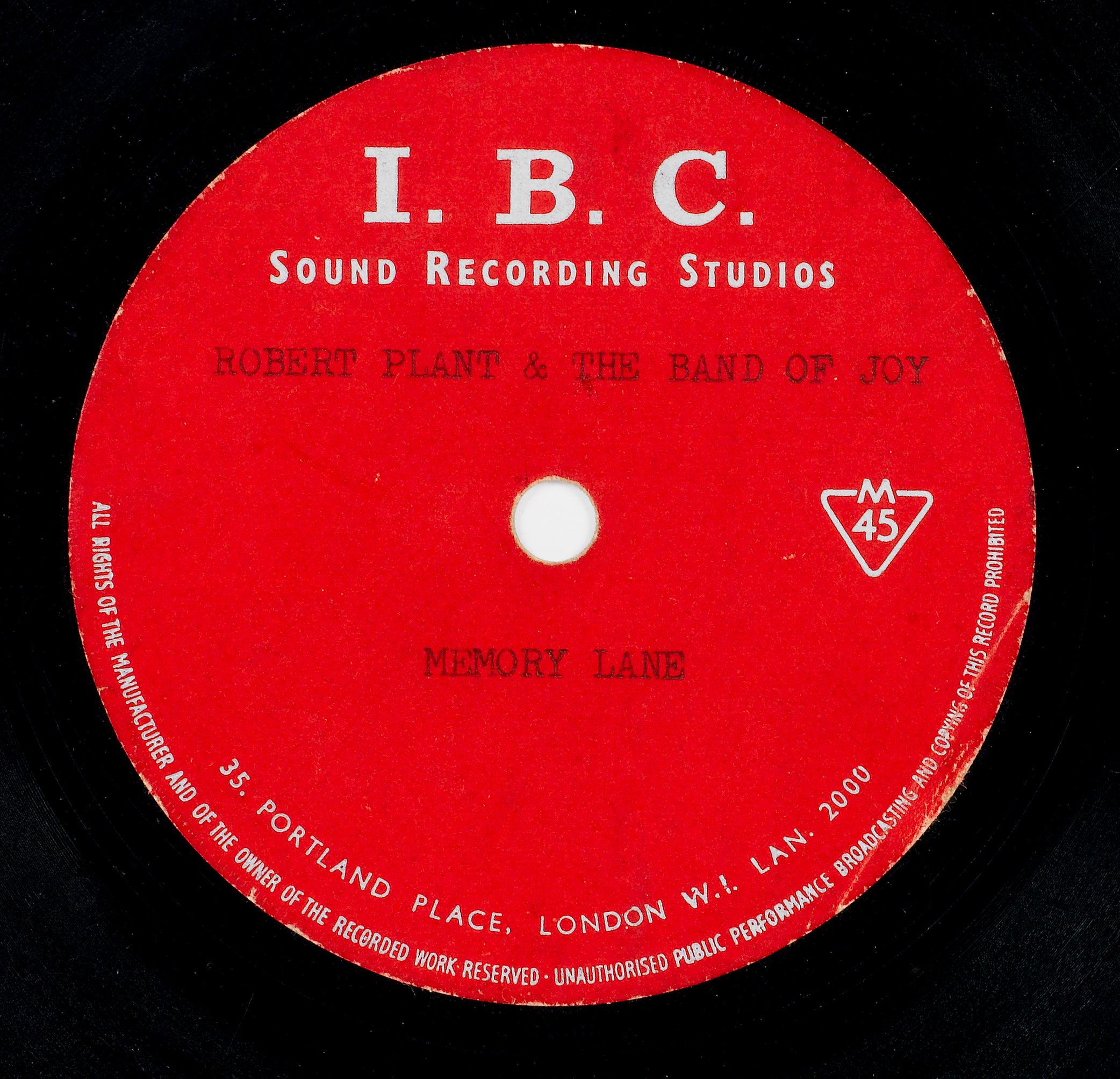 A very rare acetate recording of 'Memory Lane' by Robert Plant & The ...
