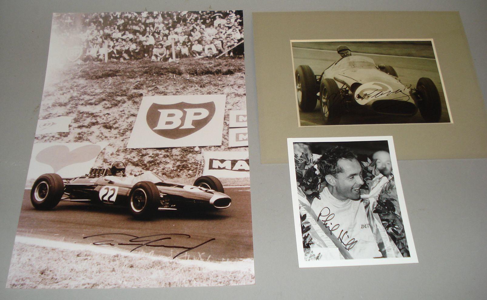 Bonhams Cars : Three signed racing driver photographs,