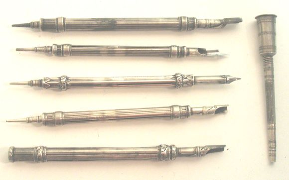 Bonhams : Two silver double ended combination pen and pencils, by ...