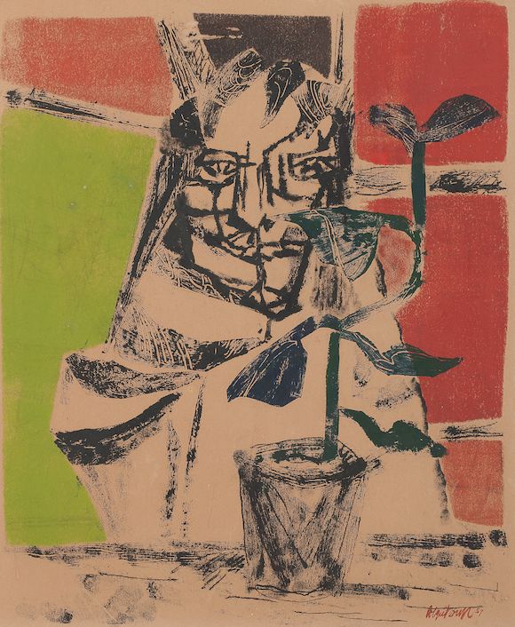 Bonhams : Robert Colquhoun (British, 1914-1962) Figure with Potted ...