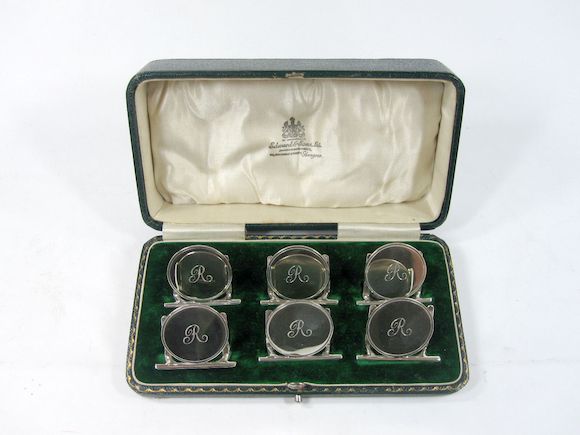 Bonhams : A cased set of six silver menu holders By Stokes & Ireland ...