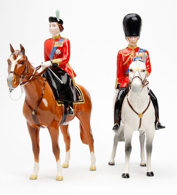 Bonhams : Beswick Two Beswick 'Trooping the Colour' figures