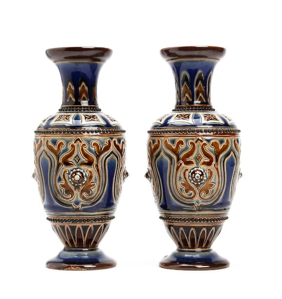Bonhams : Frank Butler A pair of Doulton Lambeth Frank Butler vases ...
